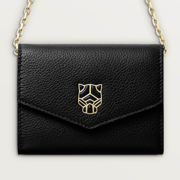 L3002068 - Mini sac chaine portefeuille Panthère de Cartier - 黑色粒纹小牛皮 - 卡地亚